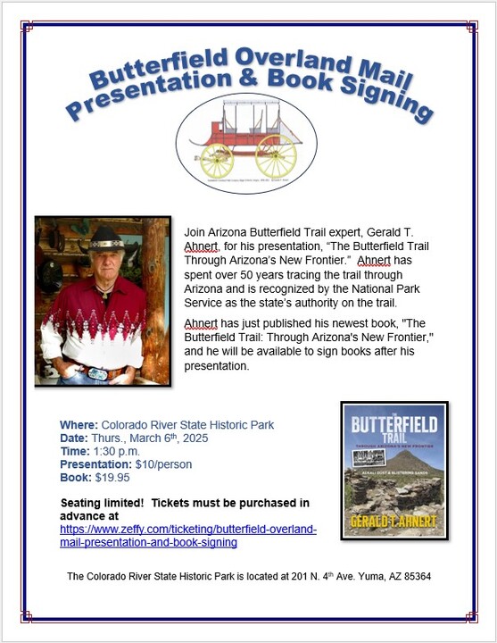Butterfield Overland Mail Presentation and Book Signing - Yuma Crossing ...